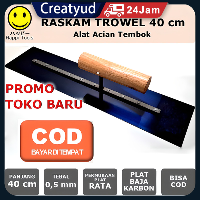 Jual Raskam Roskam 40 cm Plat Baja Karbon - Trowel Epoxy Epoksi - Alat ...