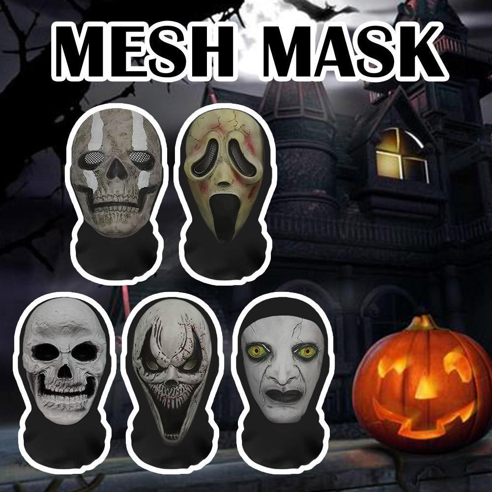 Jual Elastic Mesh Full Face Skull Mask Hood Simulation Headwear ...