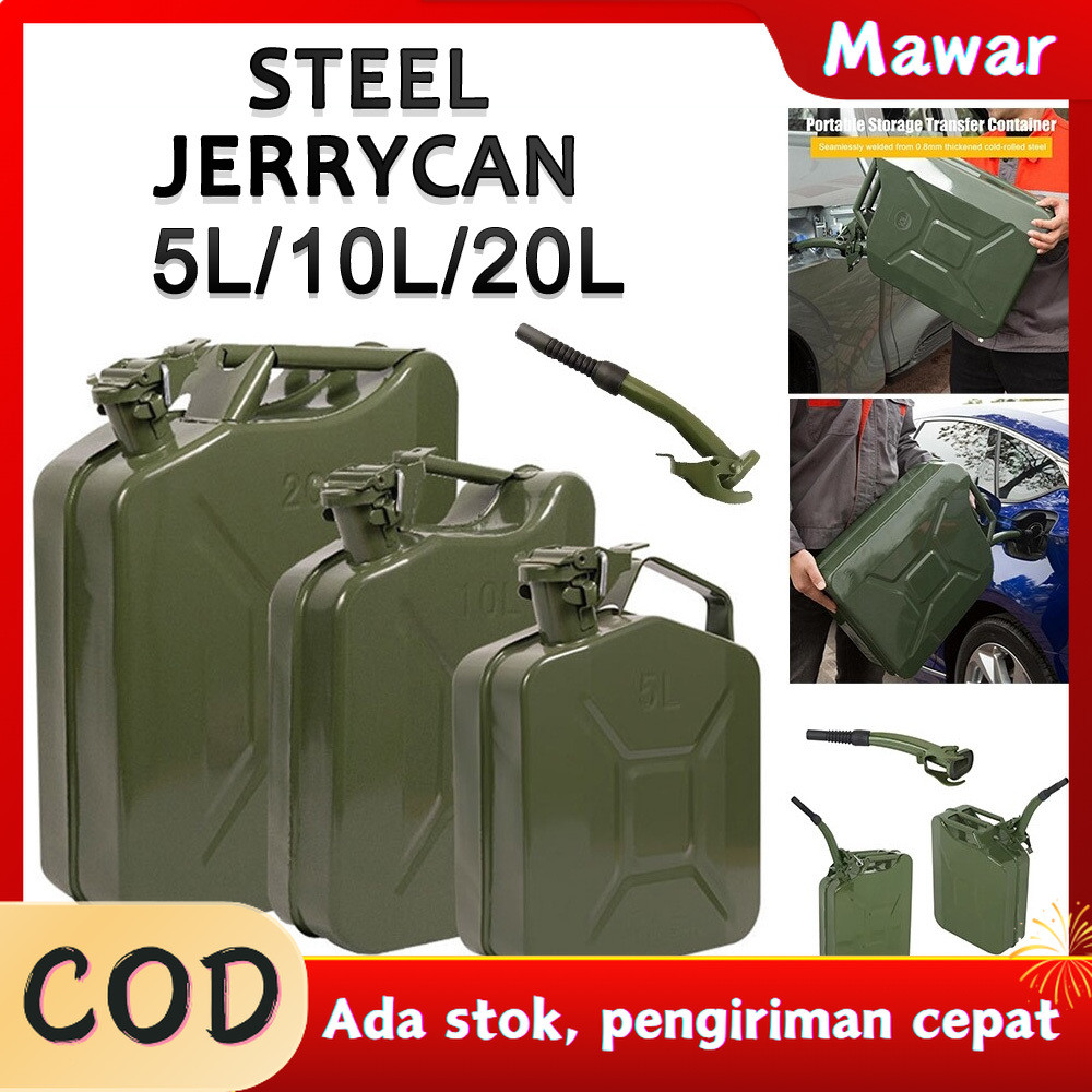 Jual [COD]JERIGEN 10/20 LITER/JERIGEN BESI BENSIN SOLAR JERRYCAN CARBON ...