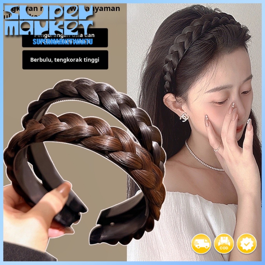 Jual Wig Bertepi Lebar Kepang Bando Kepang Tulang Ikan Melebar Wig ...