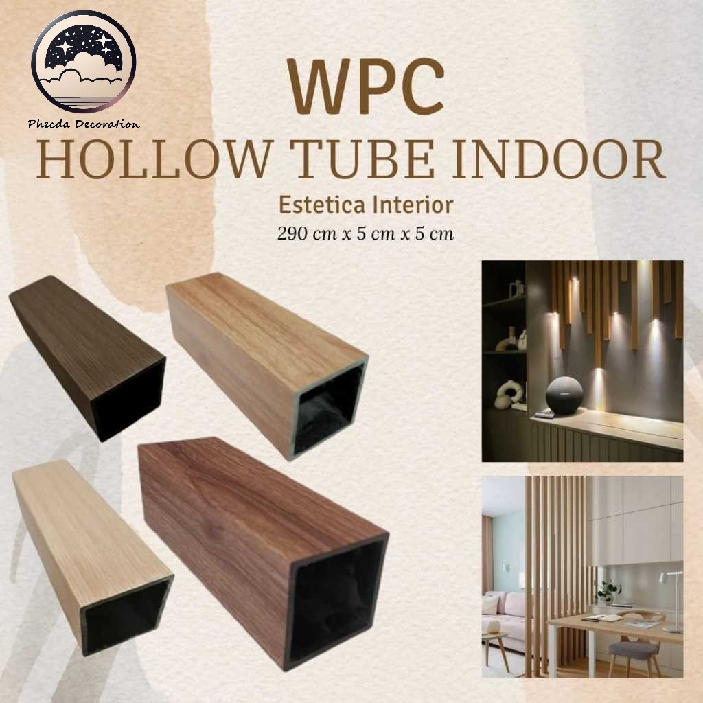 Jual WPC Hollow Tube Partisi Kisi Kisi Square Indoor Ukuran 5x5 Cm Harga Per Batang/Holo WPC ...