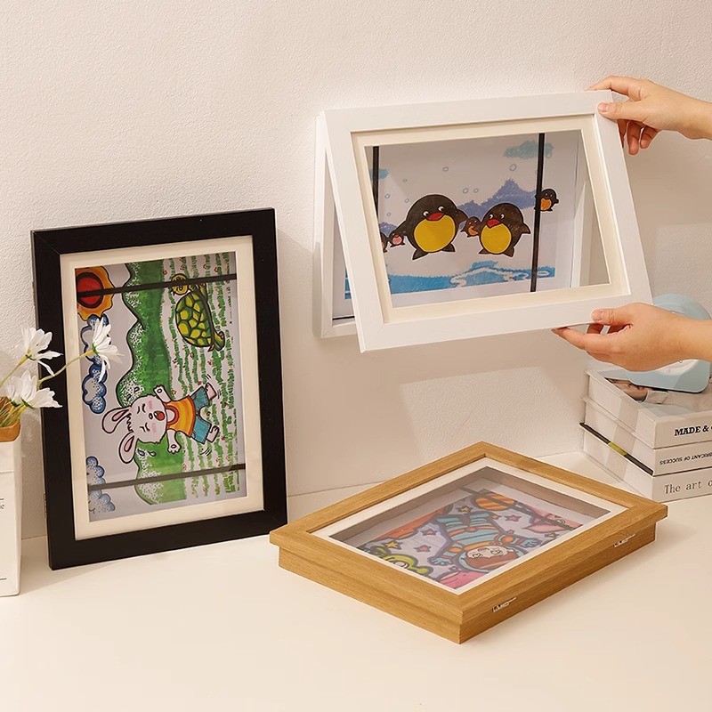 Jual Magnetic A4 Wooden Flip Photo Frame Art splay Frames Y Picture ...
