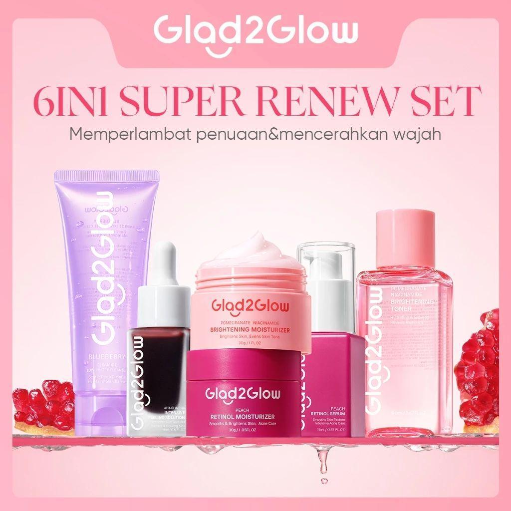 Jual [100%ORI]GLAD2GLOW RETINOL SET ALL IN 1 bundle peach moisturizer ...
