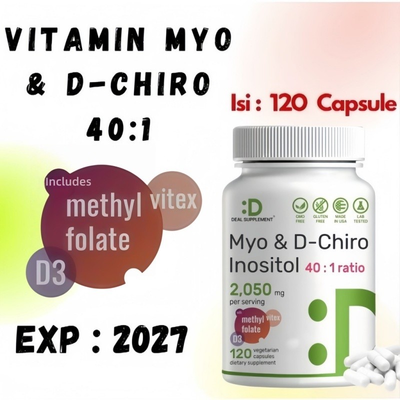 Jual Myo Inositol & D-Chiro Inositol PCOS by -120 Vegetarian Capsules ...