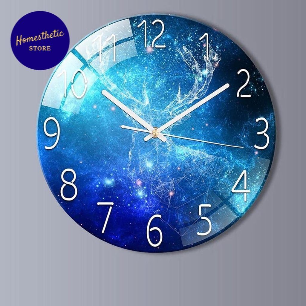 Jual Jam Dinding Kaca Bulat Estetik Quartz Glass Wall Clock Stars Sky ...