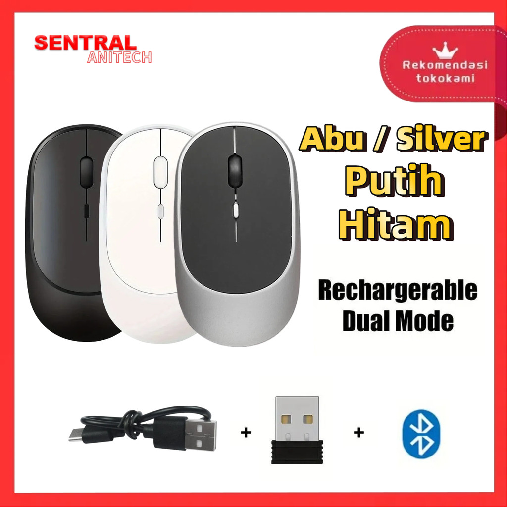 Jual Mouse Wireless Bluetooth Dual Mode 2.4G & Bluetooth Rechargeable ...