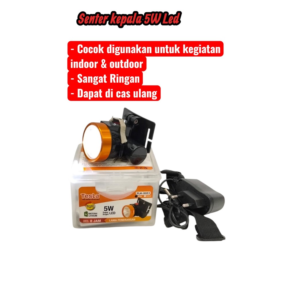 Jual Senter Cas Kepala 5W TLK 5051 – Tesla White Light | Shopee Indonesia