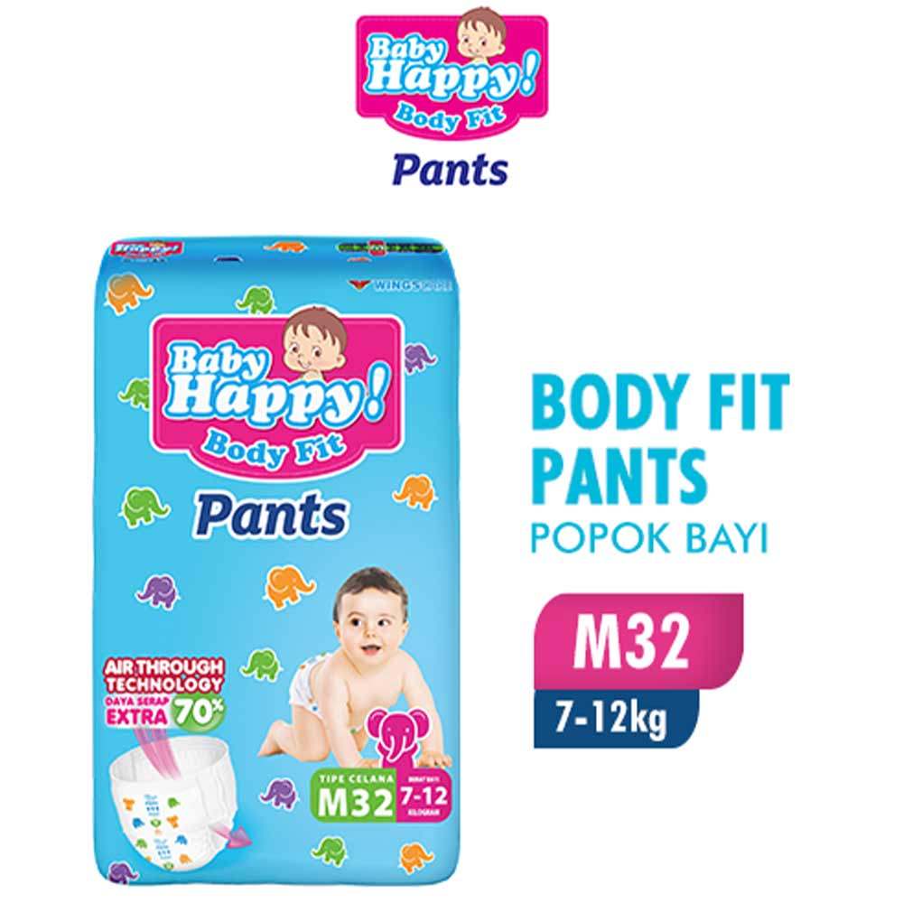 Jual BABY HAPPY ! BABY DIAPERS PANTS 34/32'S MEDIUM | Shopee Indonesia