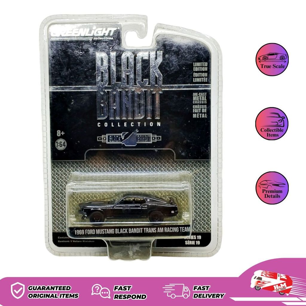 Jual Greenlight 1/64 Black Bandit 1969 Ford Mustang B;ack Bandit Trans ...