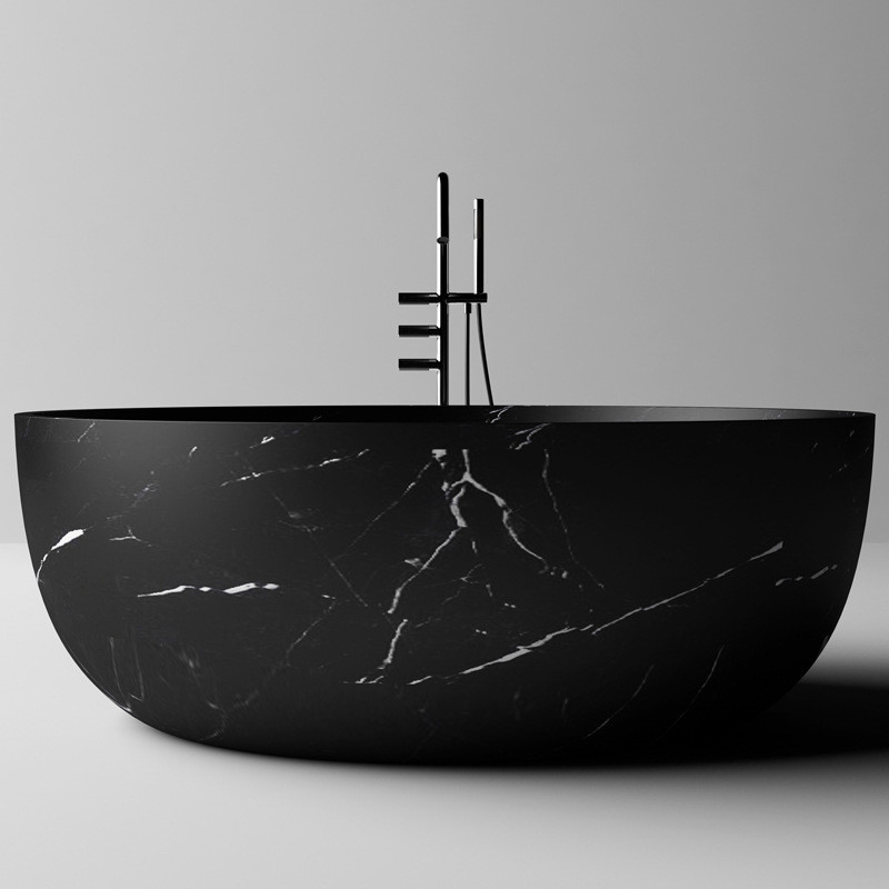 Jual Black Carrara Color Two Person Round Resin Stone Bathtub Free ...