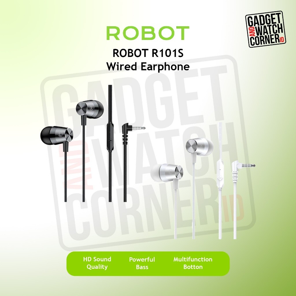 Jual ROBOT Headset RE101S Wired Headset Wired Earphone Bass Original ...