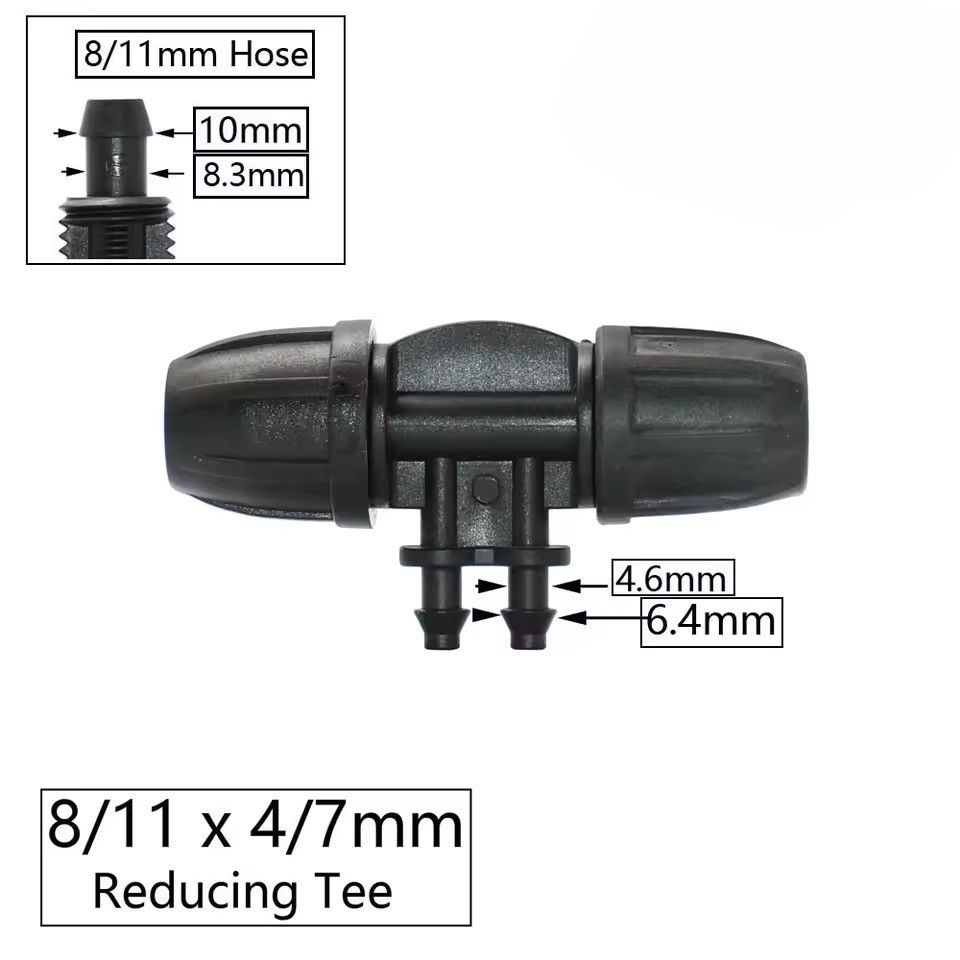 Jual Four Way Tee Reducer Selang PE 8/11 Ke 4/7 mm Lock Type Hidroponik ...