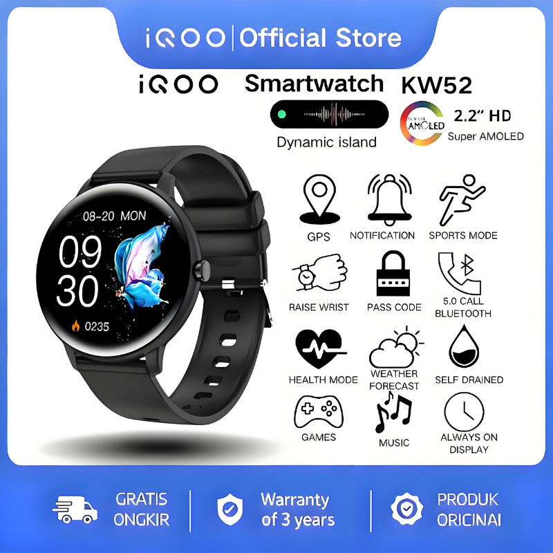 Jual iQOO Samrt watch KW52 Original with 2.0" HD AMOLED Display ...