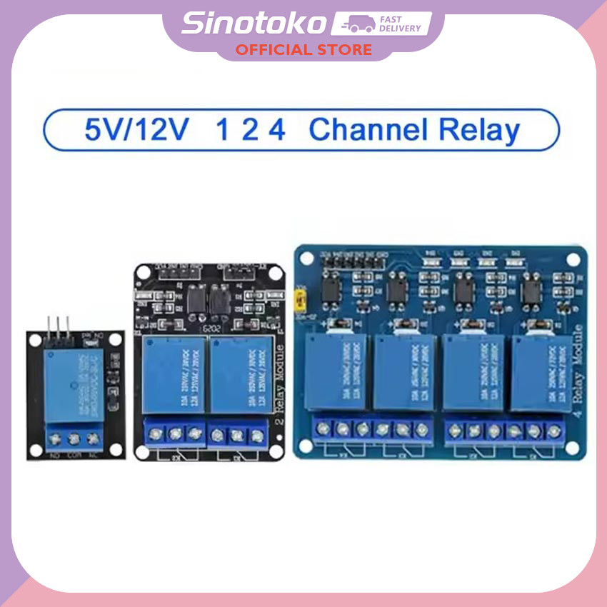 Jual Modul Relay Optocoupler 1-4 Channel – 5V/12V dengan High/Low ...