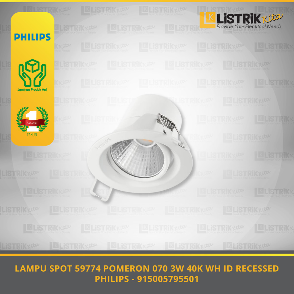 Jual LAMPU SPOT PHILIPS 5977* POMERON 070 3-7W 27/40K WH ID RECESSED ...