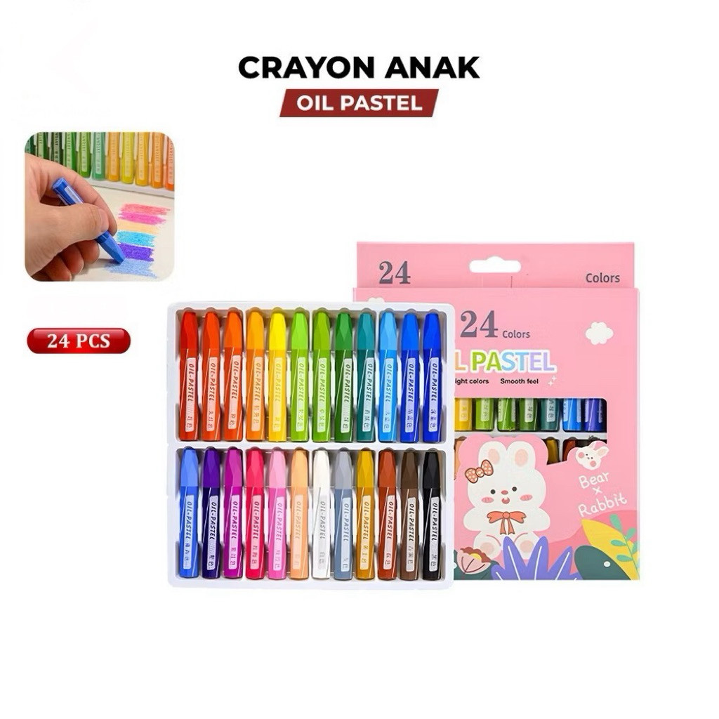 Jual [ACQ] Crayon Oil Pastel 24 Pcs Warna Warni Lengkap | Shopee Indonesia
