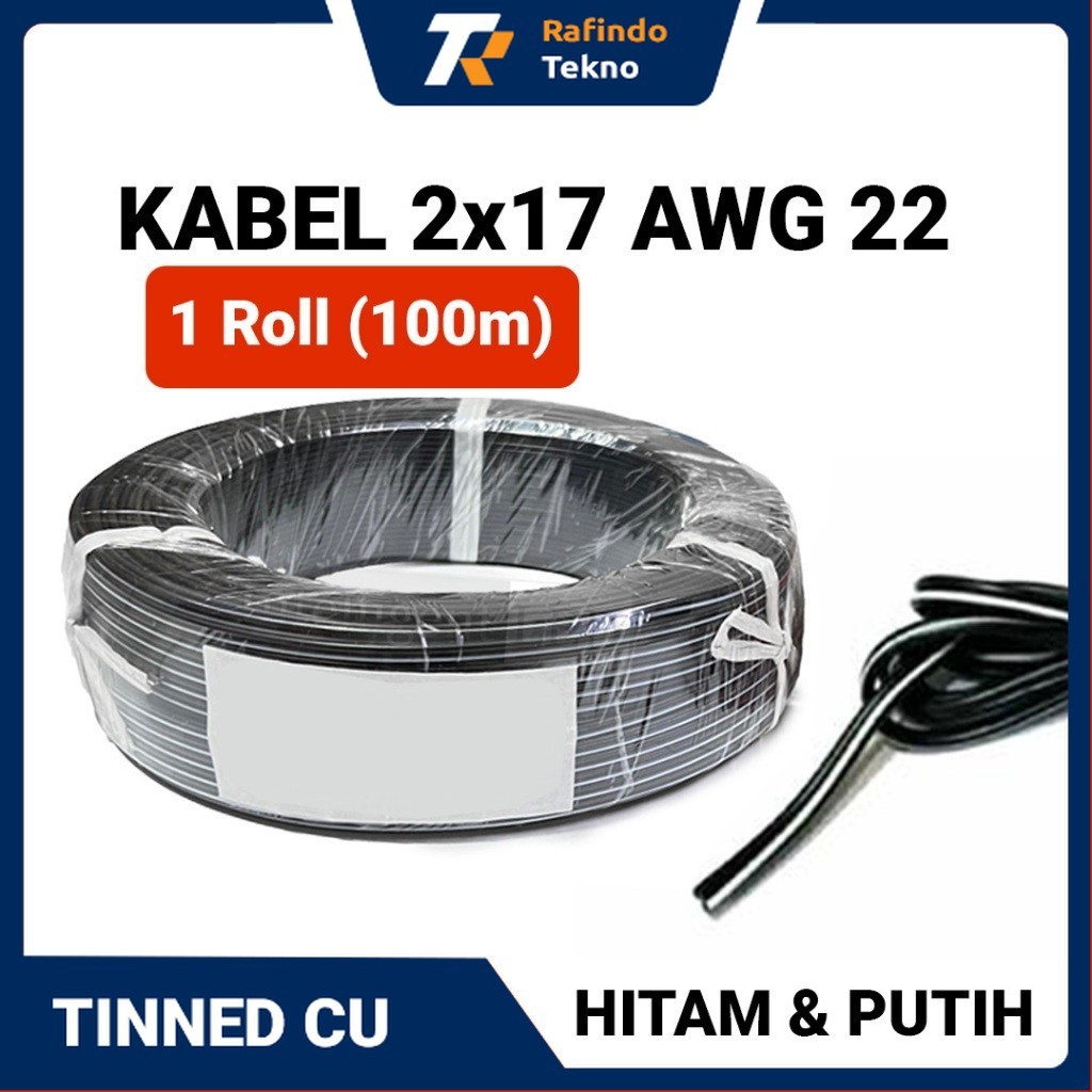 Jual Kabel AWG 22 Double 2x17 Tinned CU Putih Hitam - 1 Roll 100m ...