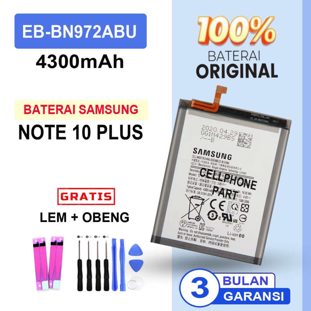 Jual BATERAI BATRE SAMSUNG NOTE 10 PLUS / EB-BN972ABU ORIGINAL ...
