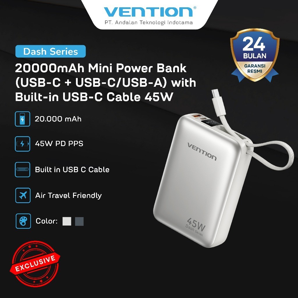 Jual Vention Universal Powerbank Dash Series 10000mAh 20000mAh 35W/45W ...