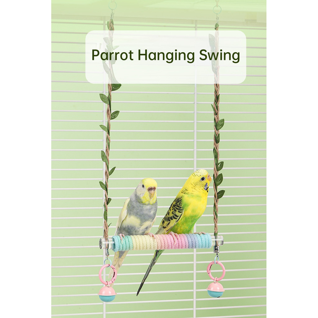 Jual Parrot Swing with Bell Pet Play Perch Hammock Stand for Cockatiels ...