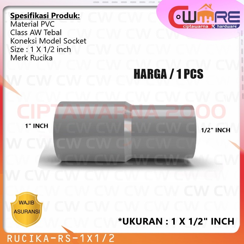 Jual Wavin Rucika Fitting Pipa Aw Reducer Sok Soket 1" X 1/2" Rumah ...