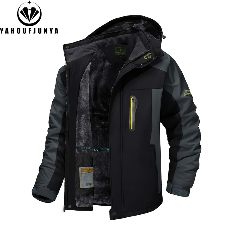 Jual 9XL New Winter Men Outwear Fleece Warm Removable Hooded Jacket Men ...