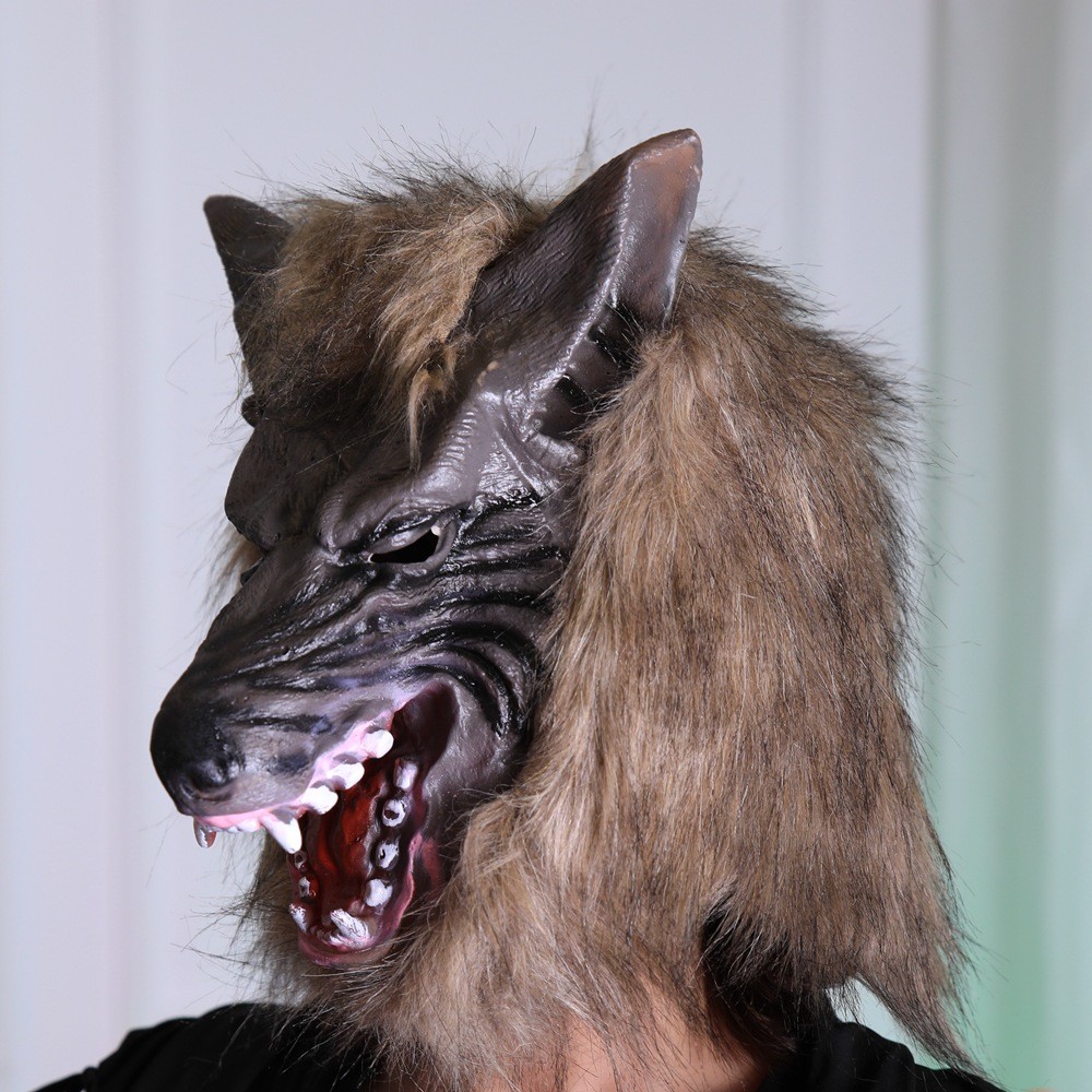 Jual Halloween Horror Devil Masquerade Props Mask Complete Set Wolf ...