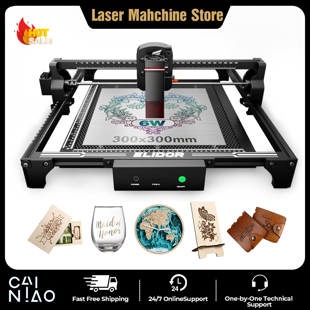 Jual ELIDOR Z6 6W Laser Engraver Working Area 300X300mm Laser Engraving ...
