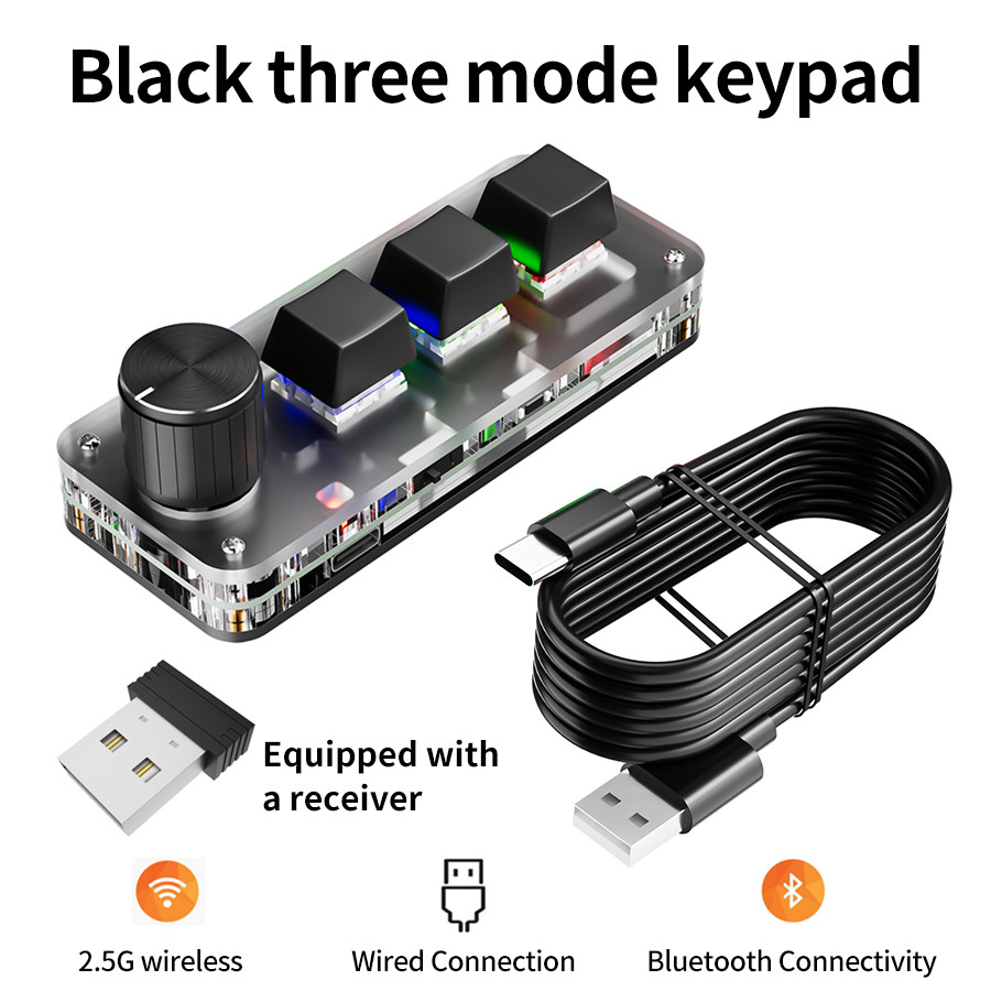 Jual 2.4G 3-key Customize Bluetooth Keyboard Macro Knob Copy Paste ...