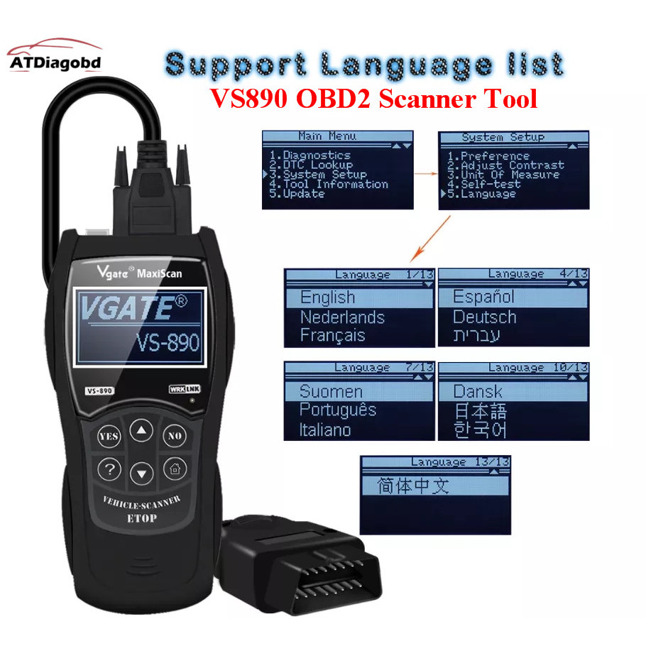 Jual VS890 OBD2 Code Scanner Code Reader Universal Support Multi ...