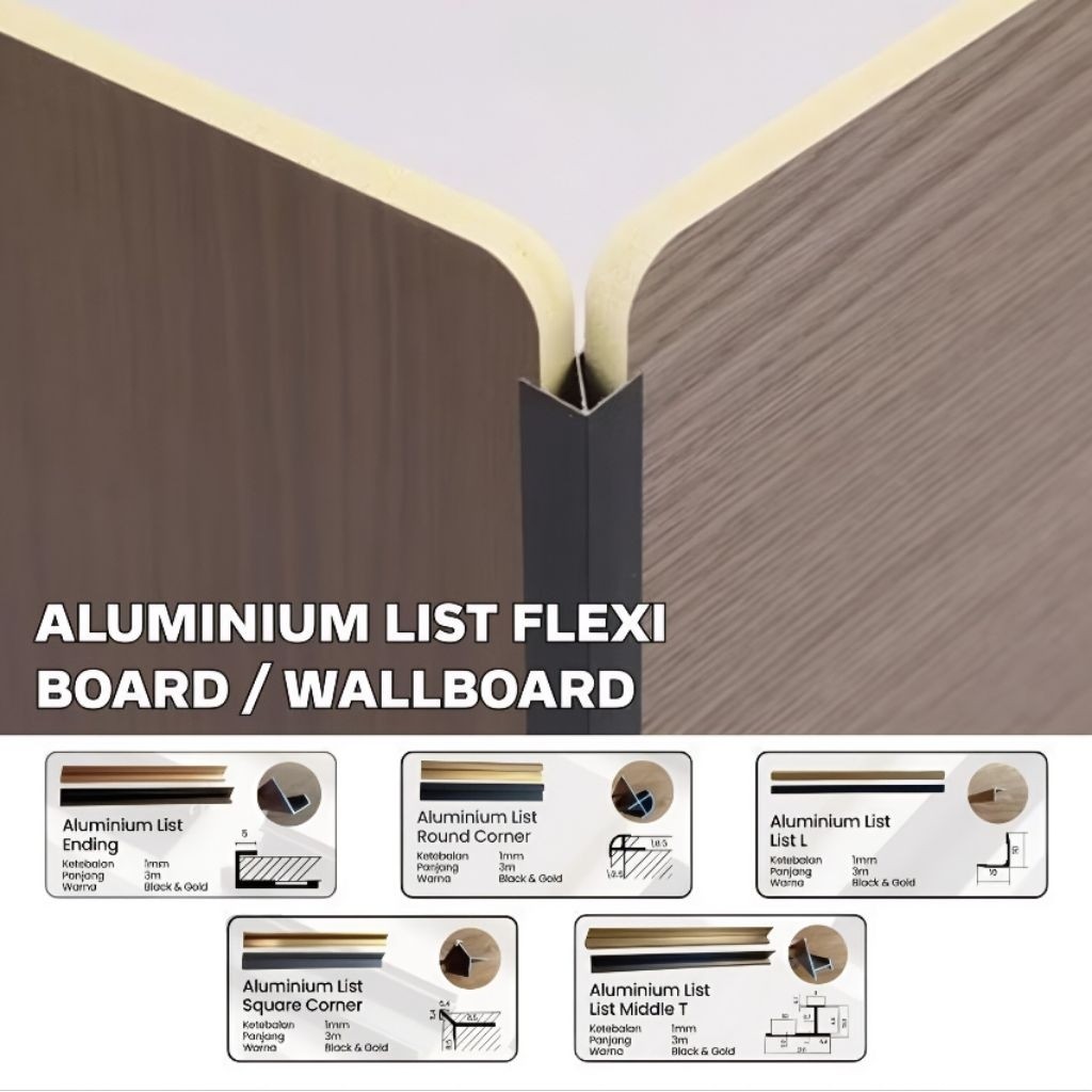 Jual Aluminium List Flexi Board / WallBoard Panjang 3 Meter | Shopee ...