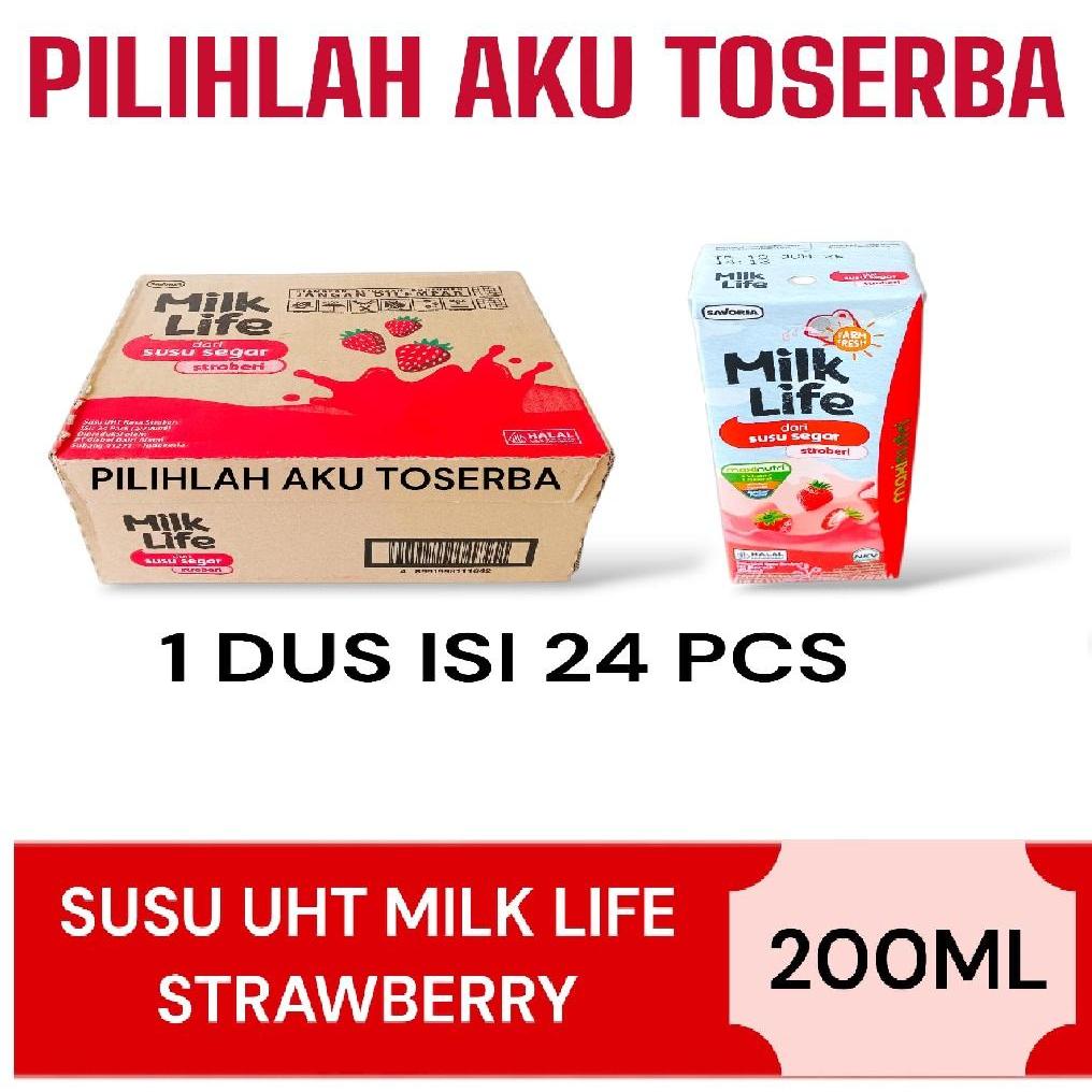Jual Susu Milk Life Strawberry 200 ml - ( HARGA 1 DUS ) | Shopee Indonesia