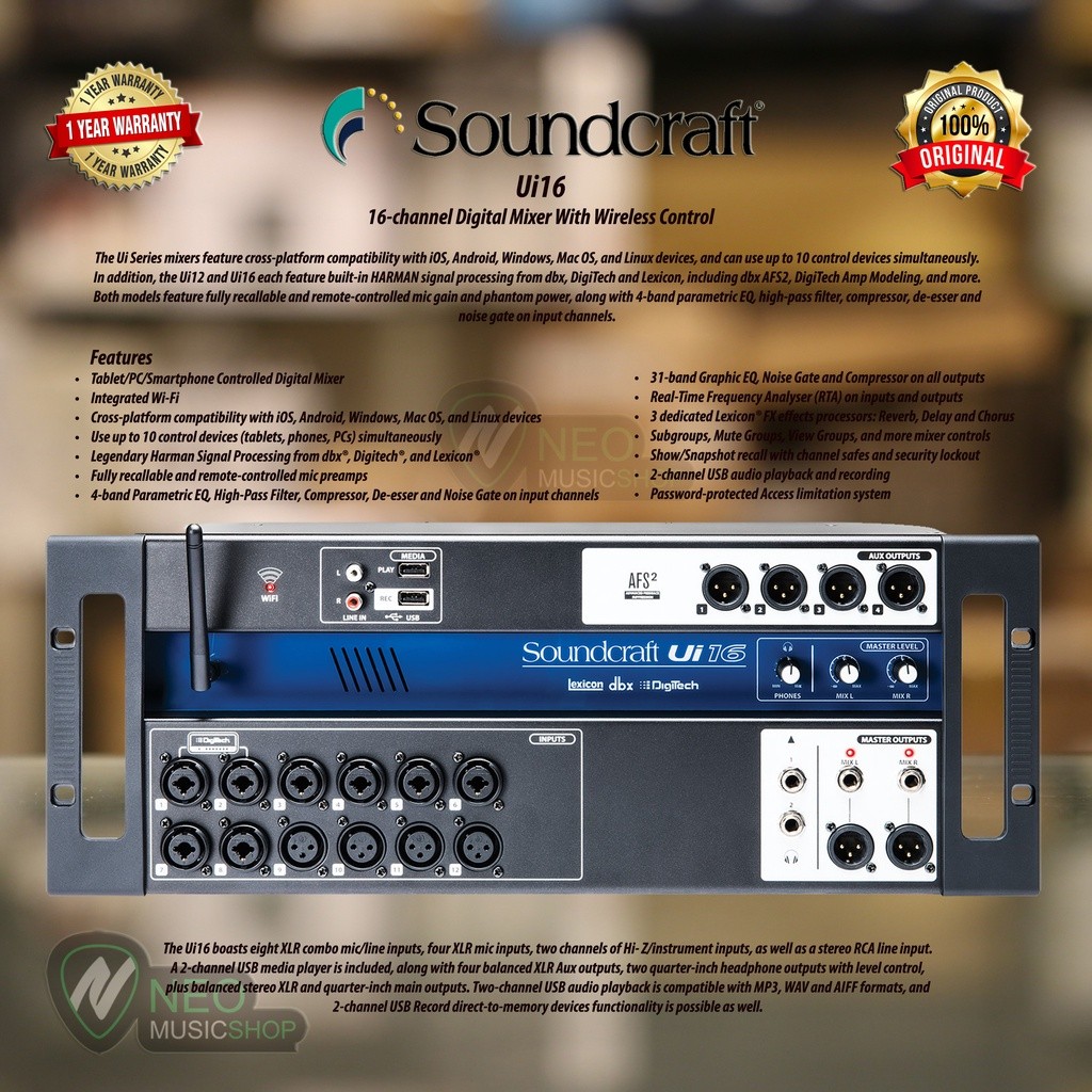 Jual SOUNDCRAFT Ui16 16-channel Digital Mixer With Wireless Control ...