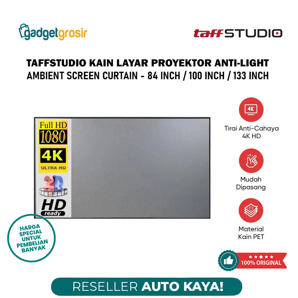 Jual TaffSTUDIO Kain Layar Proyektor 16:9 Anti-light Ambient Screen ...