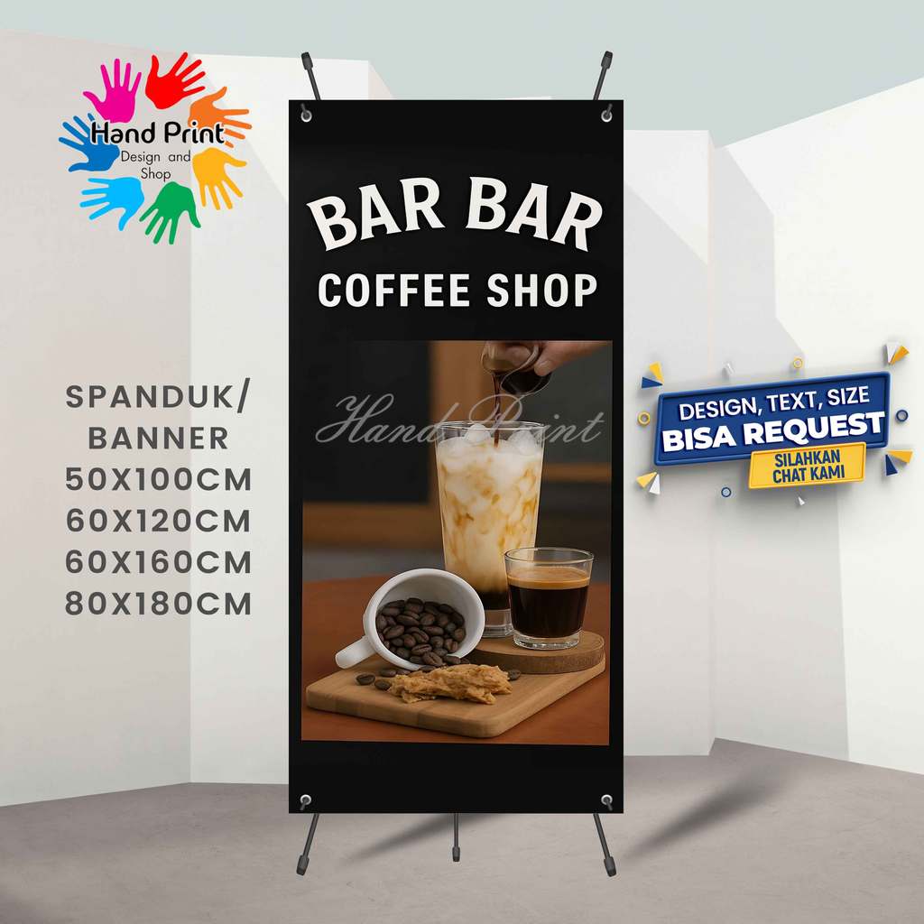 Jual Cetak Spanduk Banner Coffe Shop Hitam MMT Spanduk Custom 60x160 ...