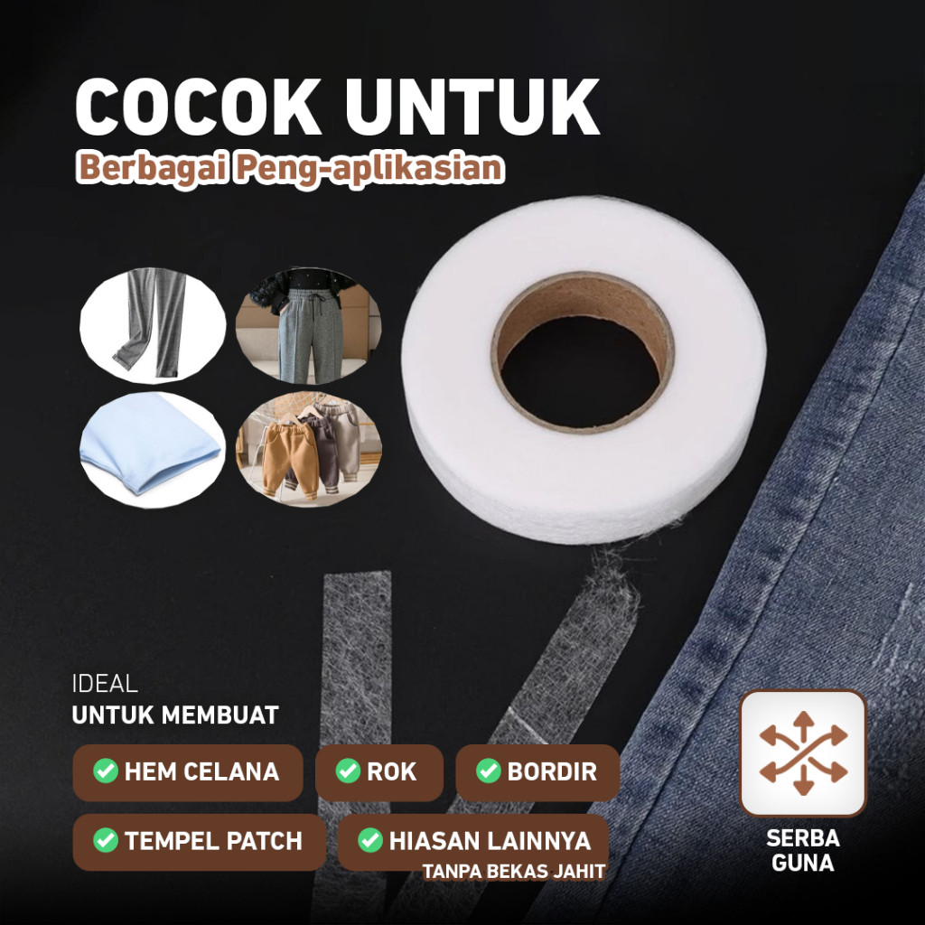 Jual AB257 Lem Som Perekat Kain 2 Sisi 1CM x 50m Lem Textil Visofix Lem ...