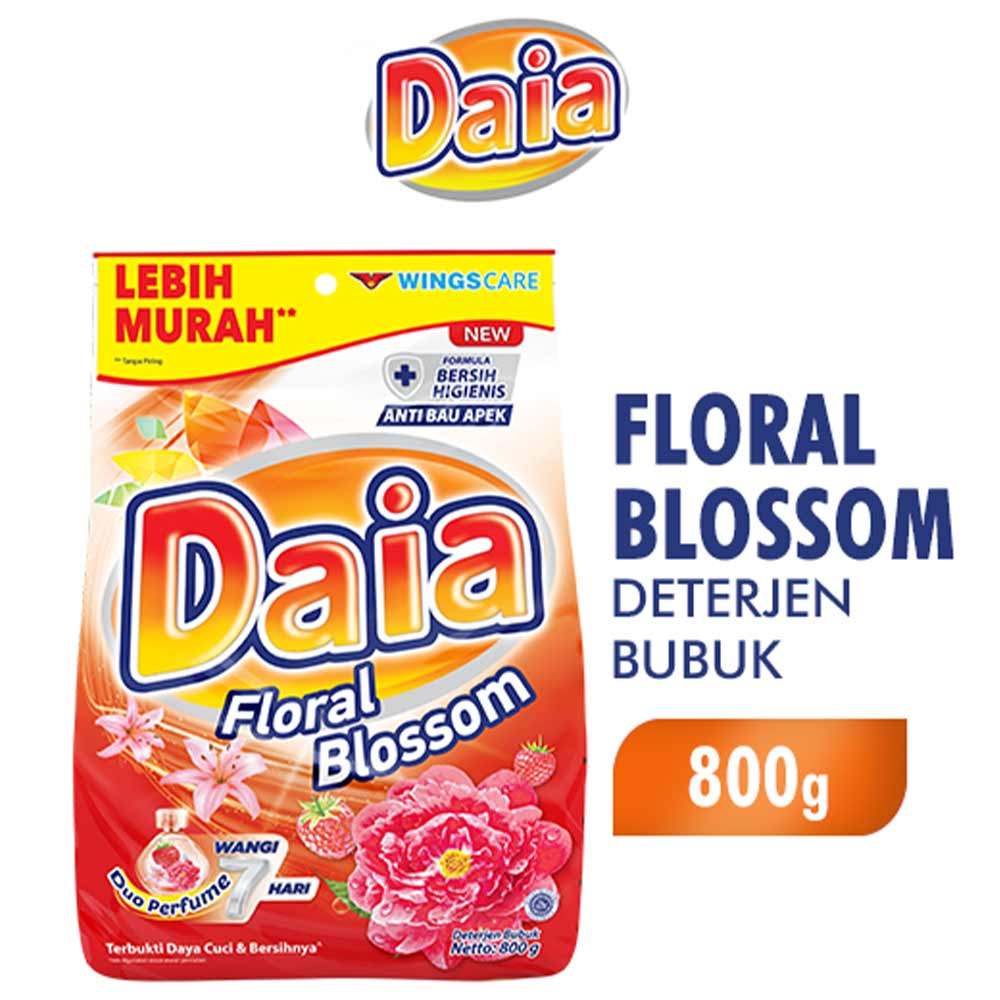 Jual DAIA DETERGENT BUBUK SENSASI BUNGA/FLORAL BL 850/800g | Shopee ...