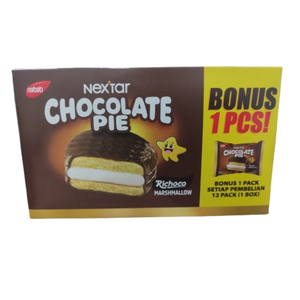 Jual NABATI NEXTAR CHOCOLATE CHOCO PIE DUS ISI 12+1 PCS 24gr KUE COKLAT ...