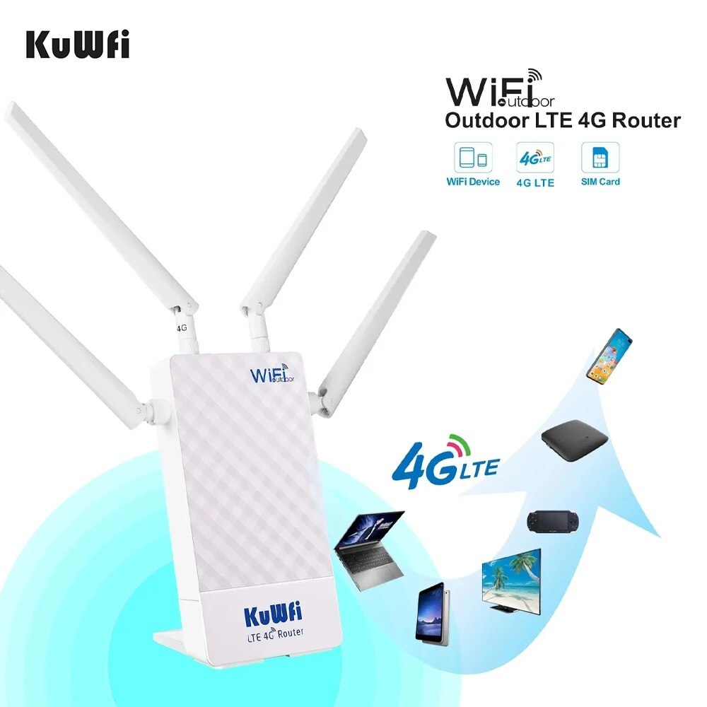 Jual KuWFi 4G CPE Outdoor Router 300Mbps Wifi Router External Antenna ...