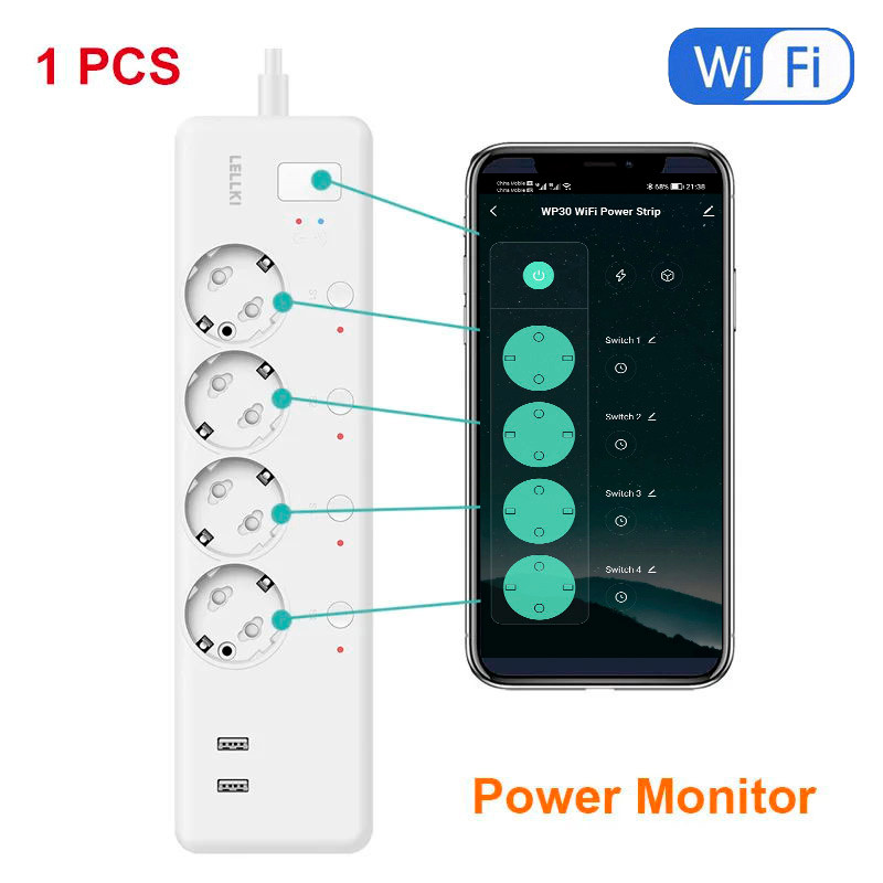 Jual Zigbee Power Strip Energy Monitoring Wifi Smart Usb Socket 220V Eu ...