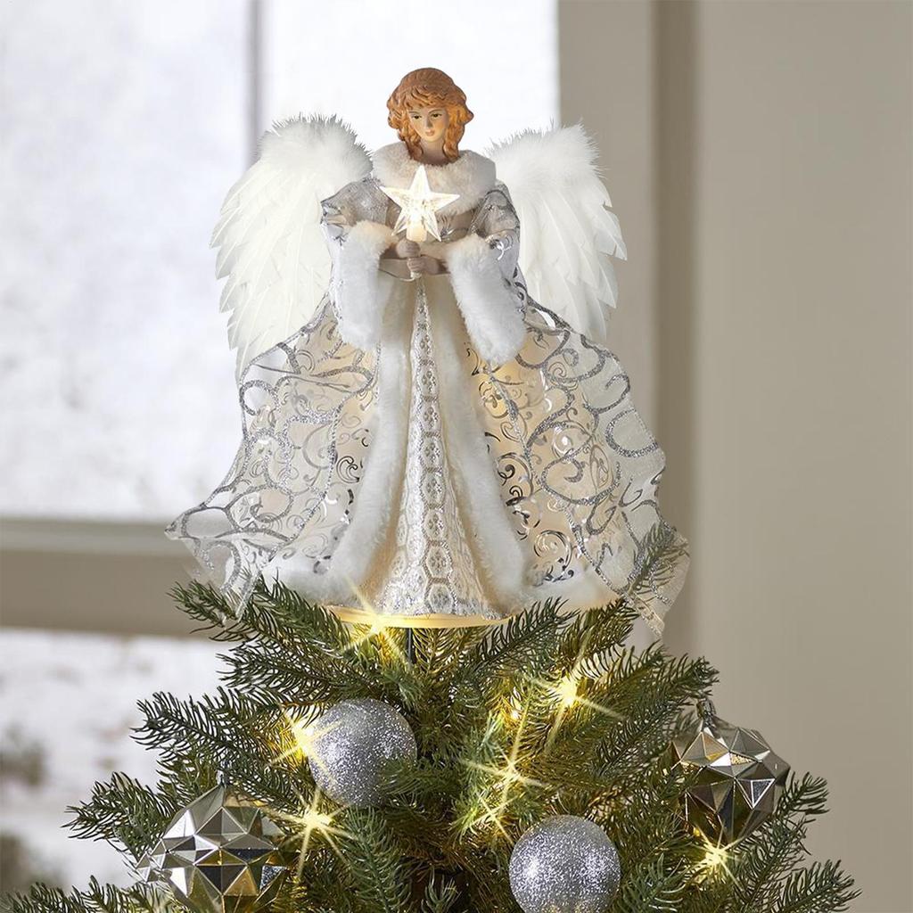 Jual Christmas Tree Angel Topper String Light Ornament Home Decorations ...