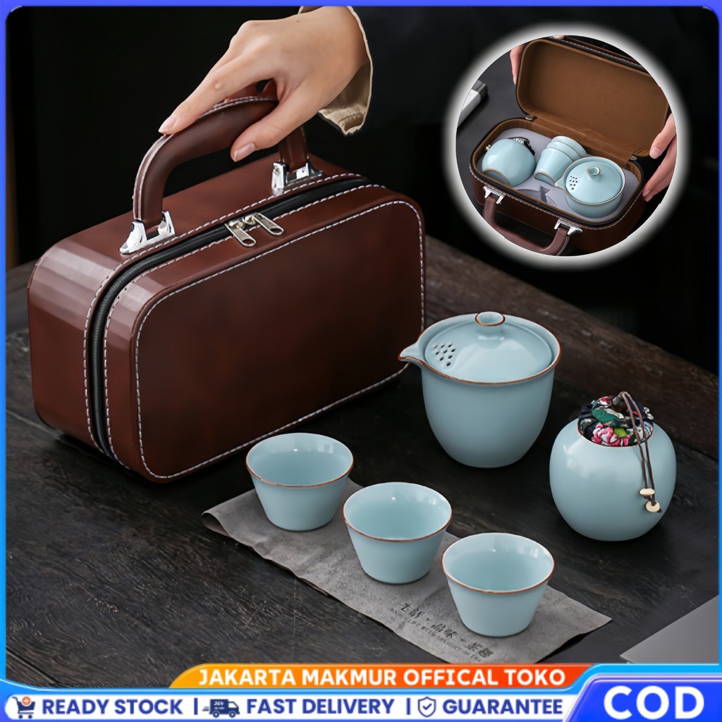 Jual Teapot set /Tea Pot Cup Ceramic Dan Free Tas Portable /Tea Pot ...
