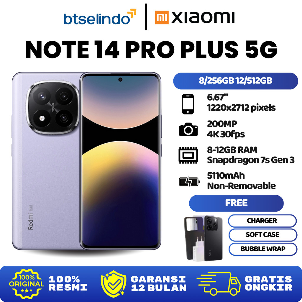 Jual Xiaomi Redmi Note 14 Pro+ 5G 8/256GB 12/512GB | AMOLED 120Hz | SD ...
