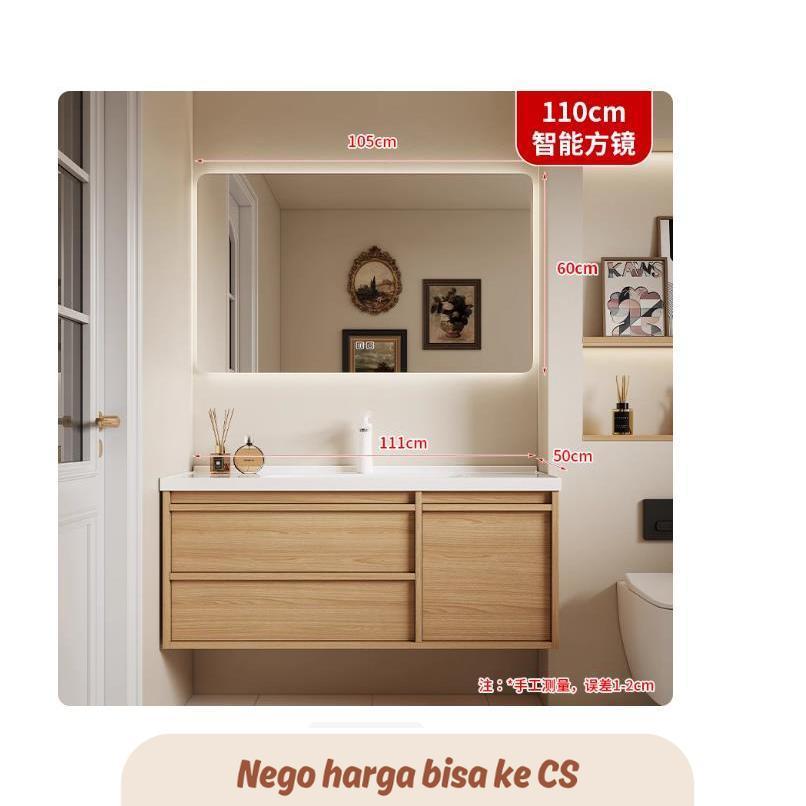 Jual LL Y Wood colored ceramic integrated basin, bathroom cabinet ...