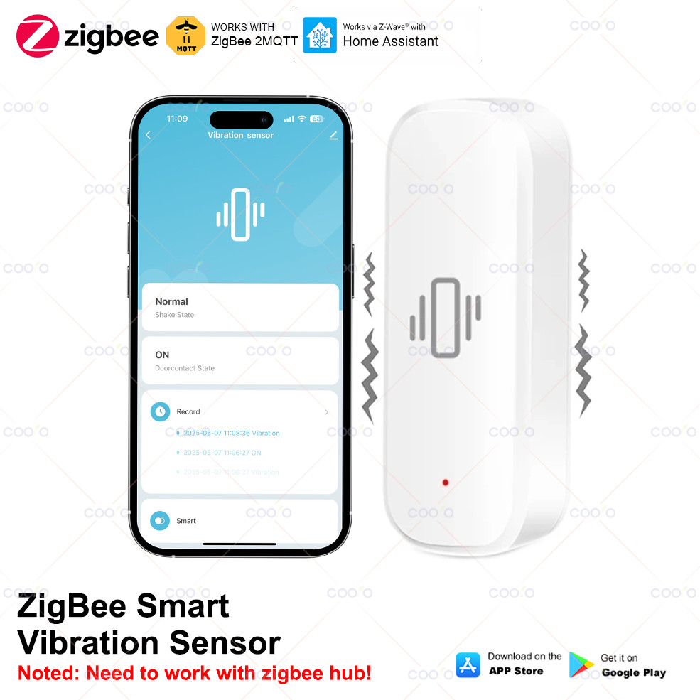 Jual Smart Vibration Sensor ZigBee Sensor Monitor App Control Security ...