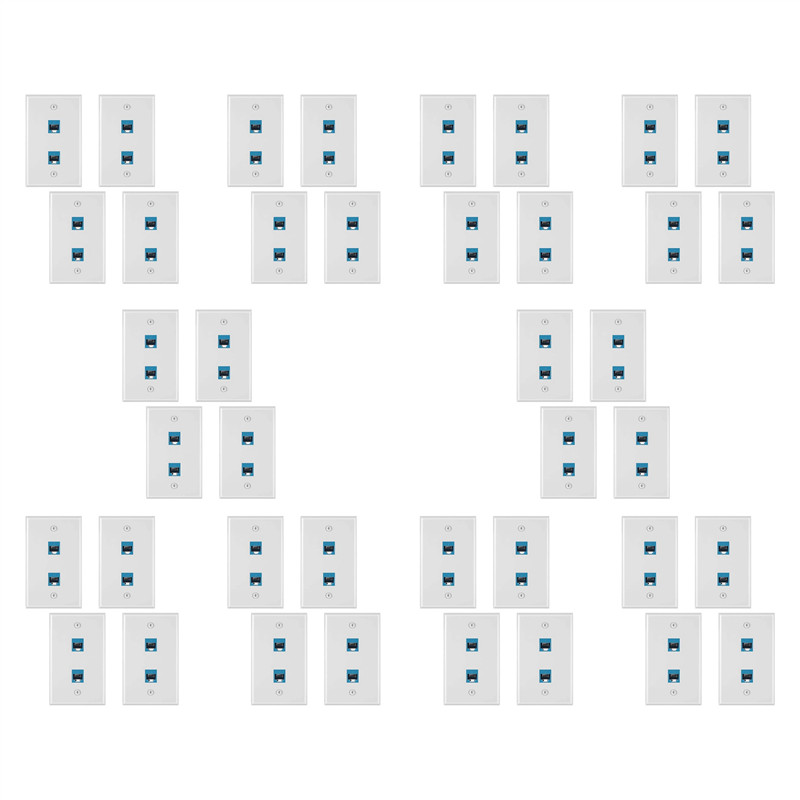 Jual New Arrival 40 Pieces 2 Port Ethernet Wall Plate, RJ45 Cat6 Female ...