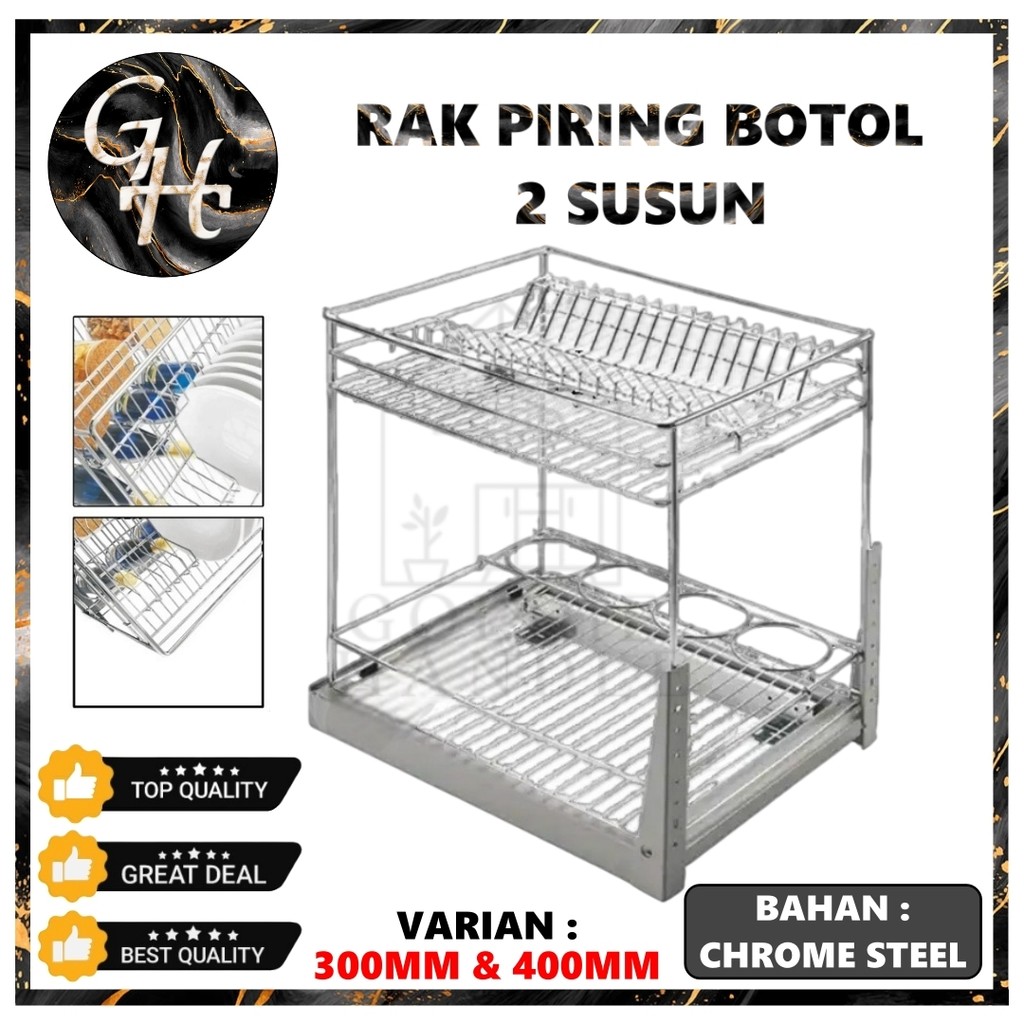Jual Rak Piring Rak Dapur Kitchen Set Bawah Tingkat 2 Rak Botol Rak ...