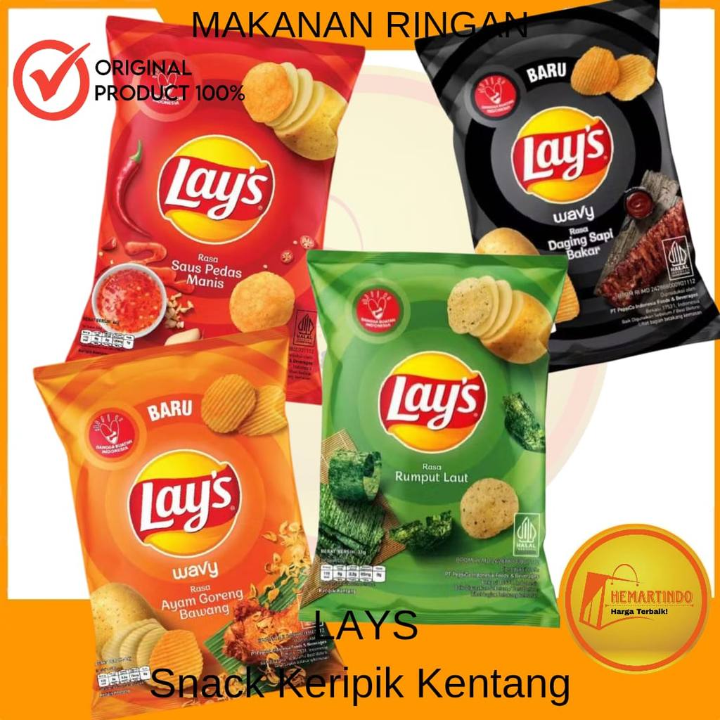 Jual Lays Keripik Kentang 4 Rasa kemasan 31gr dan 64gr | Shopee Indonesia