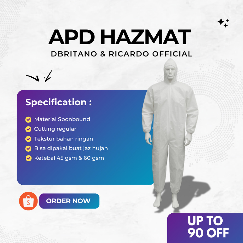 Jual APD Hazmat Coverall 45 gsm & 60 gsm Sponbound | Shopee Indonesia