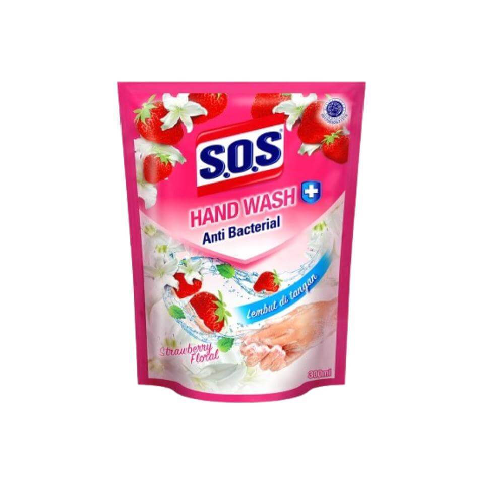 Jual SOS Sabun Cuci Tangan Strawberry Pouch 300 ml | Shopee Indonesia
